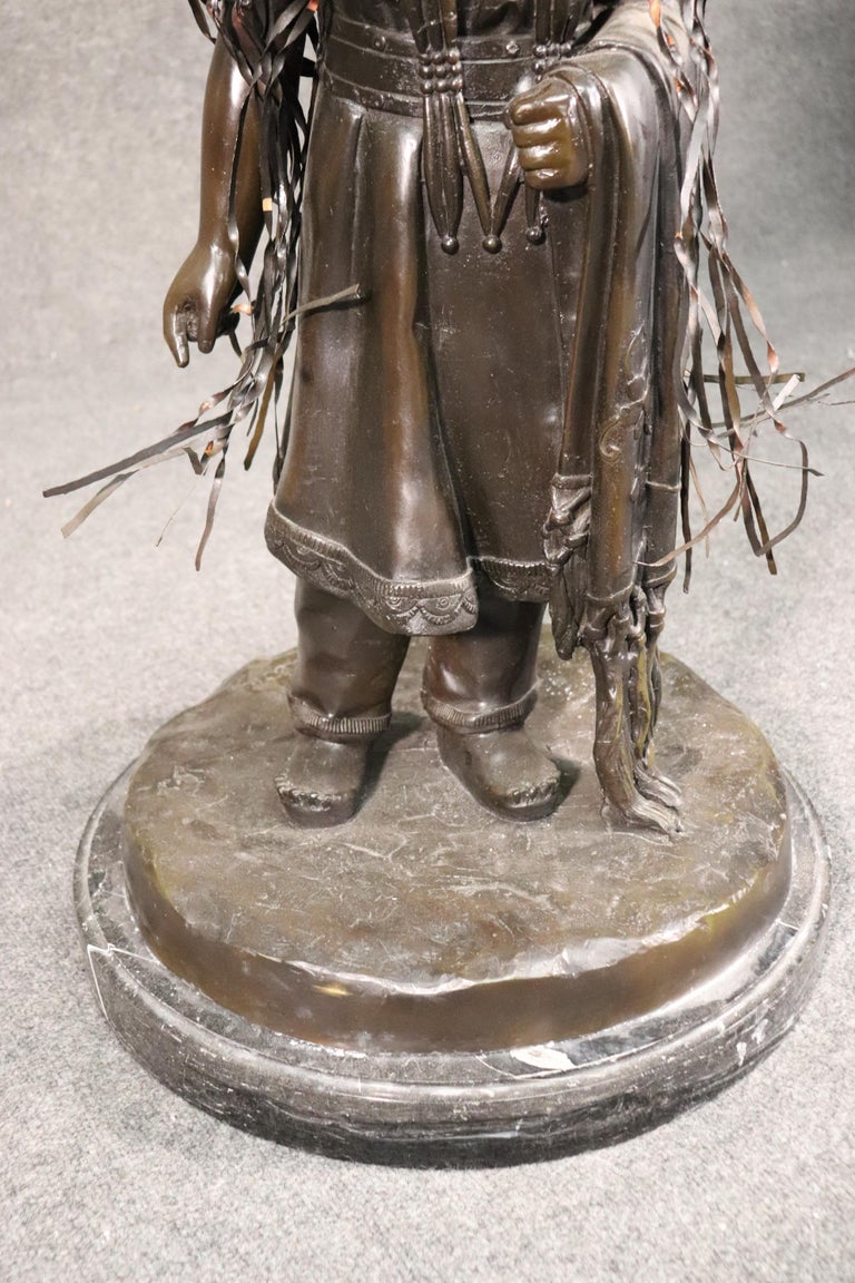 Signed Jim Davidson Solid Bronze Native American Girl Statue For Sale ...