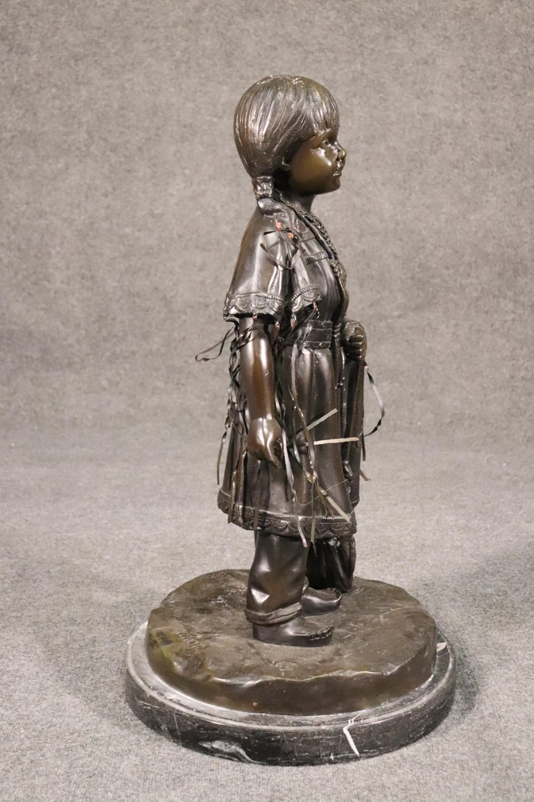 Signed Jim Davidson Solid Bronze Native American Girl Statue For Sale ...