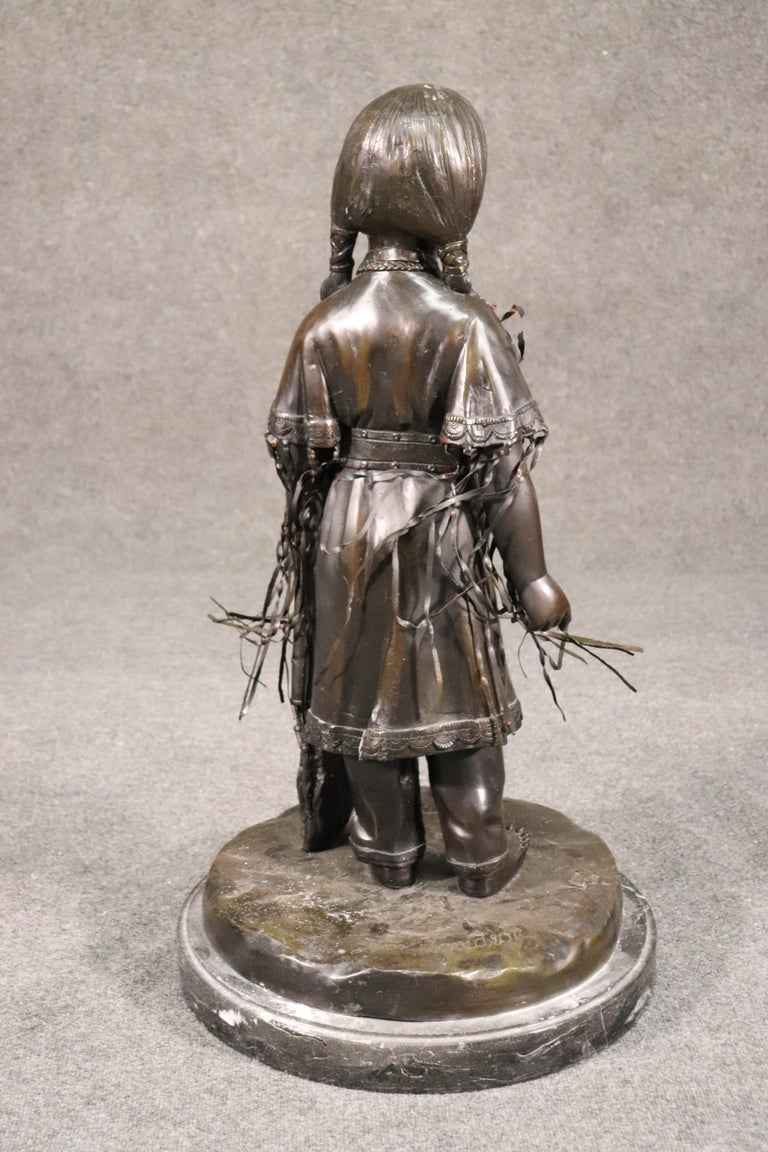 Signed Jim Davidson Solid Bronze Native American Girl Statue For Sale ...