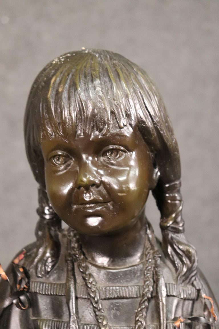 Signed Jim Davidson Solid Bronze Native American Girl Statue For Sale ...
