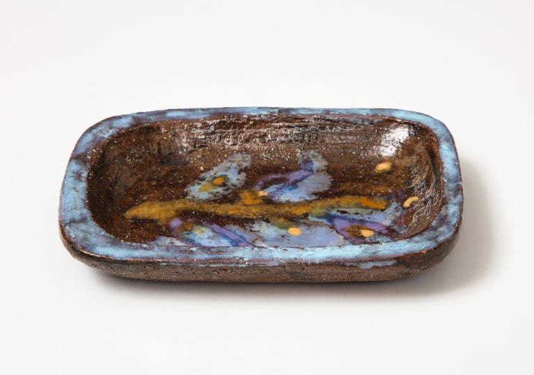 Signed Juliette Derel Stoneware Ceramic Dish at 1stDibs