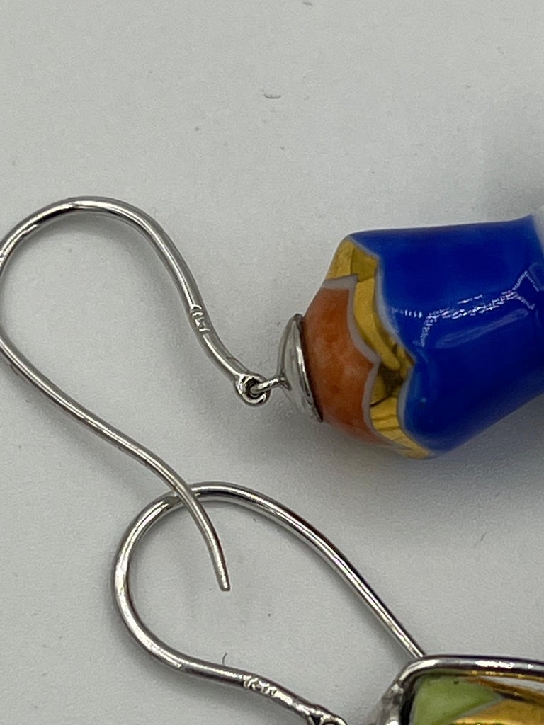 signed Kati Zorn Porzellan hoop earrings 18 k Gold Diamond Ruby For ...