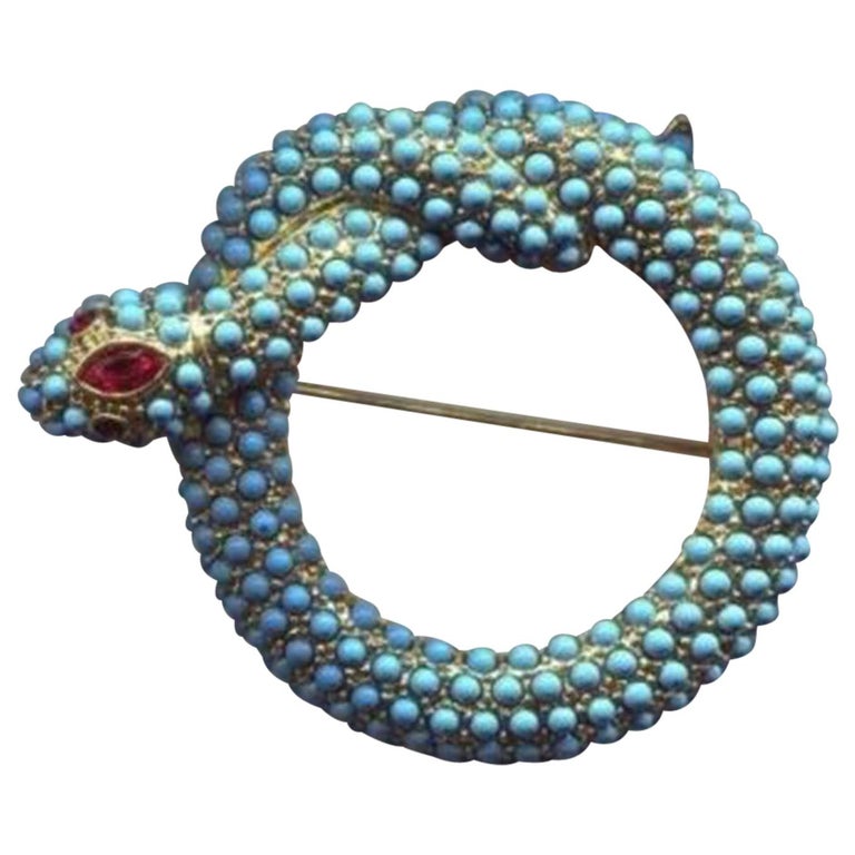 Signed Kenneth Lane Turquoise Serpent Snake by Kenneth Jay Lane KJL ...
