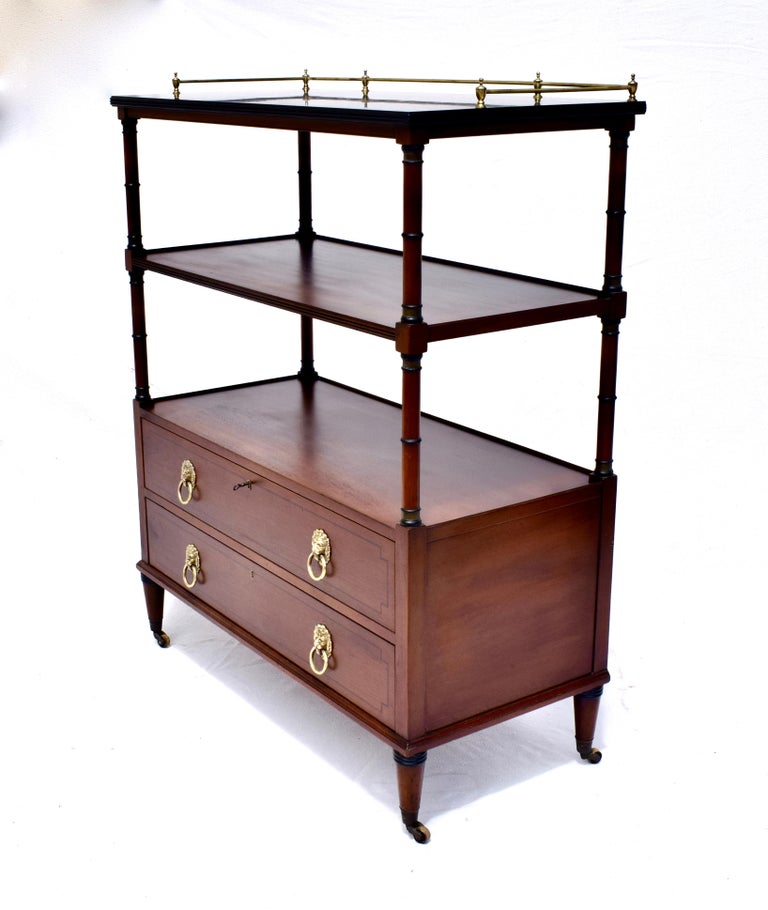 Signed Kittinger Mahogany 2 Drawer Rolling Buffet Server Cart with ...
