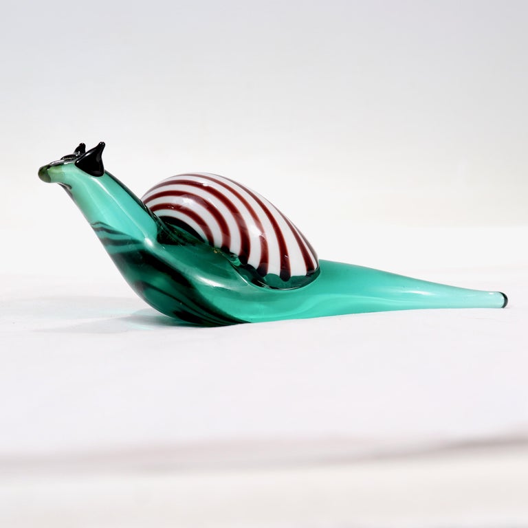 Signed and Labeled Salviati Venetian / Murano Art Glass Snail ...