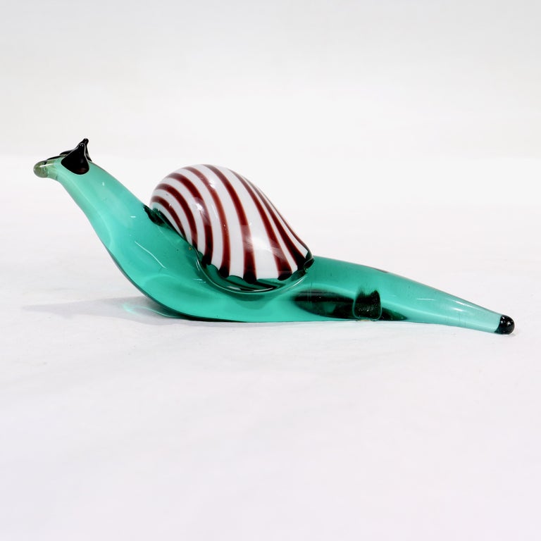 Signed and Labeled Salviati Venetian / Murano Art Glass Snail ...