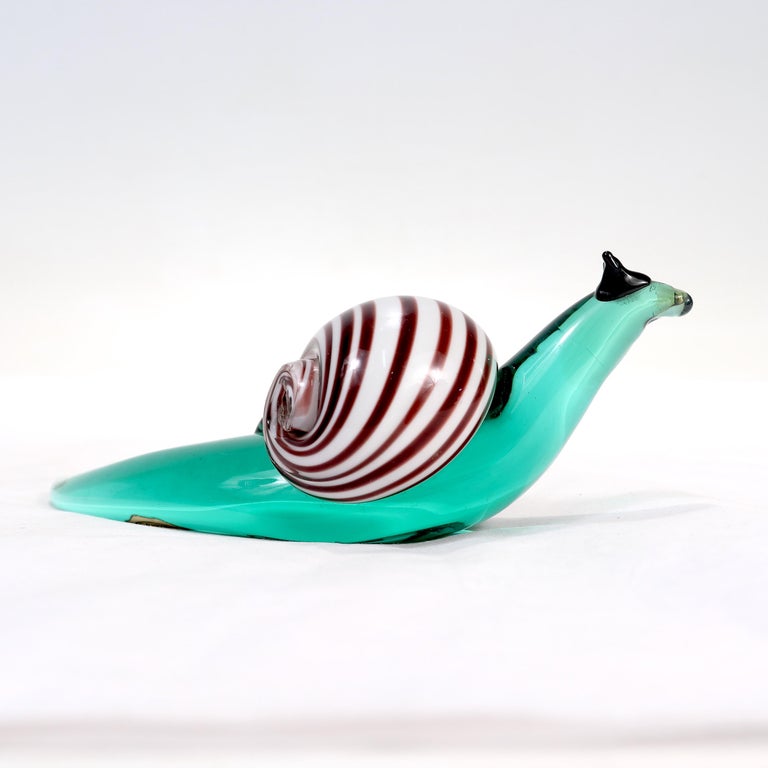 Signed and Labeled Salviati Venetian / Murano Art Glass Snail ...