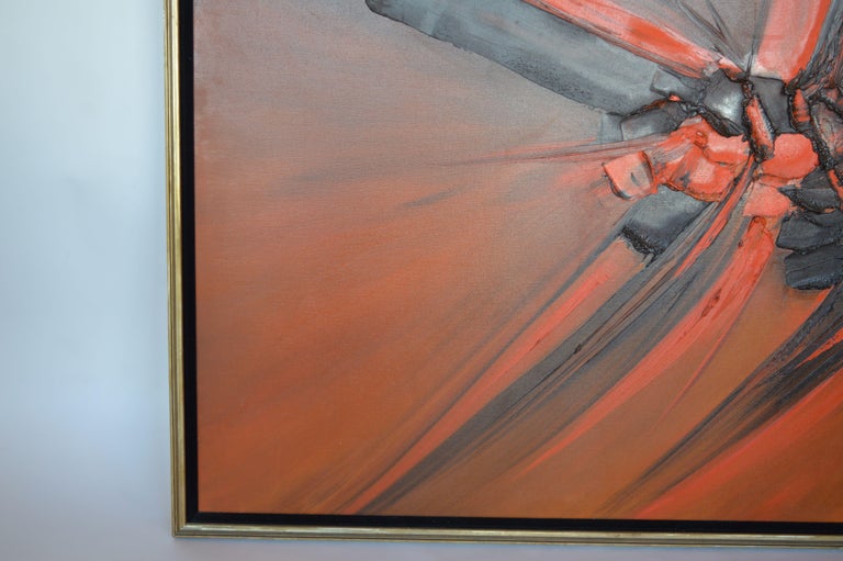 Signed Large Abstract Oil on Canvas with Relief by Preston, USA, 21st ...