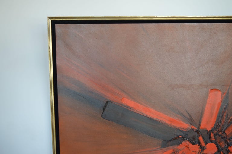 Signed Large Abstract Oil on Canvas with Relief by Preston, USA, 21st ...