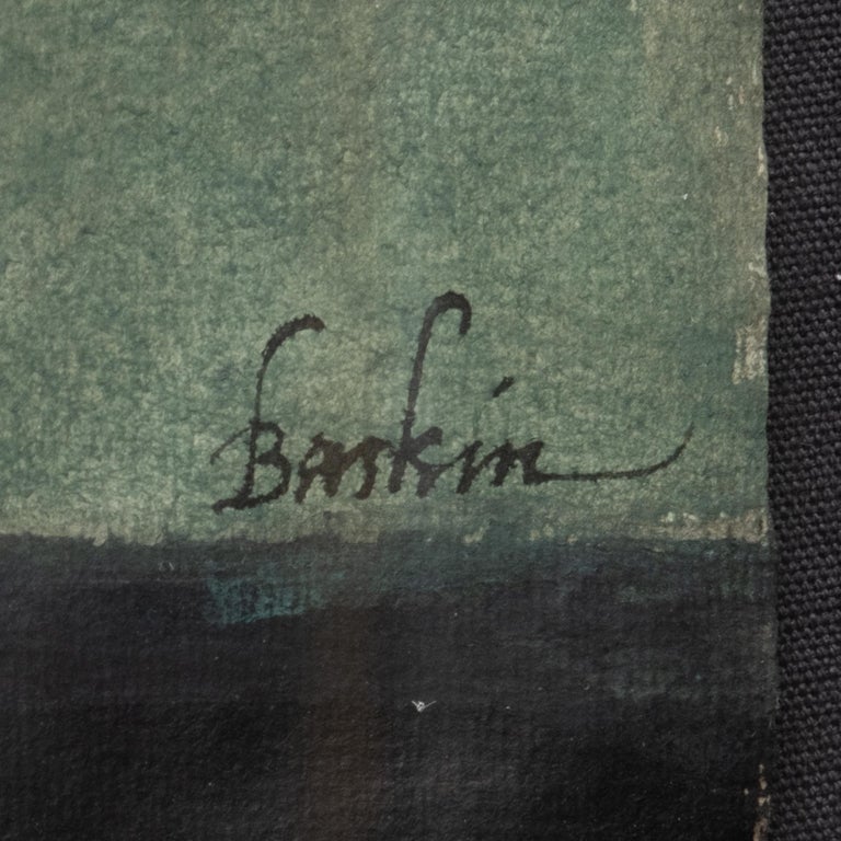 Signed Leonard Baskin Mixed Media Original Painting For Sale at 1stDibs