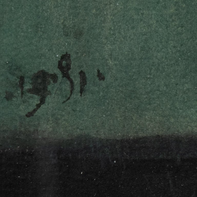 Signed Leonard Baskin Mixed Media Original Painting For Sale at 1stDibs