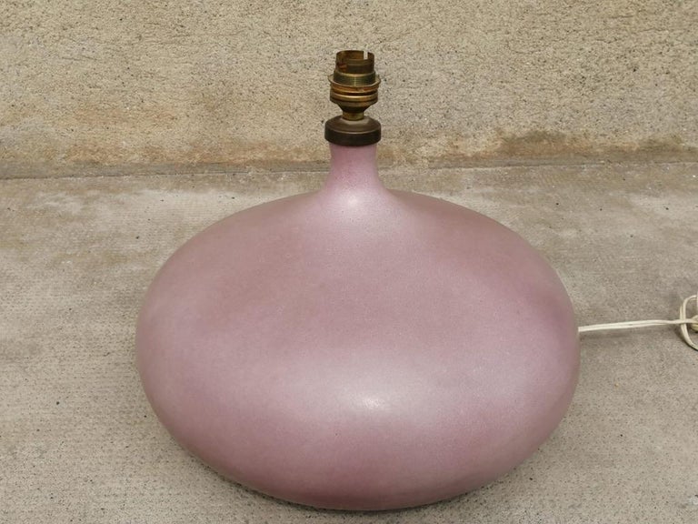 Signed Lilac Ceramic Table Lamp by Jacques and Dani Ruelland ca. 1960s ...