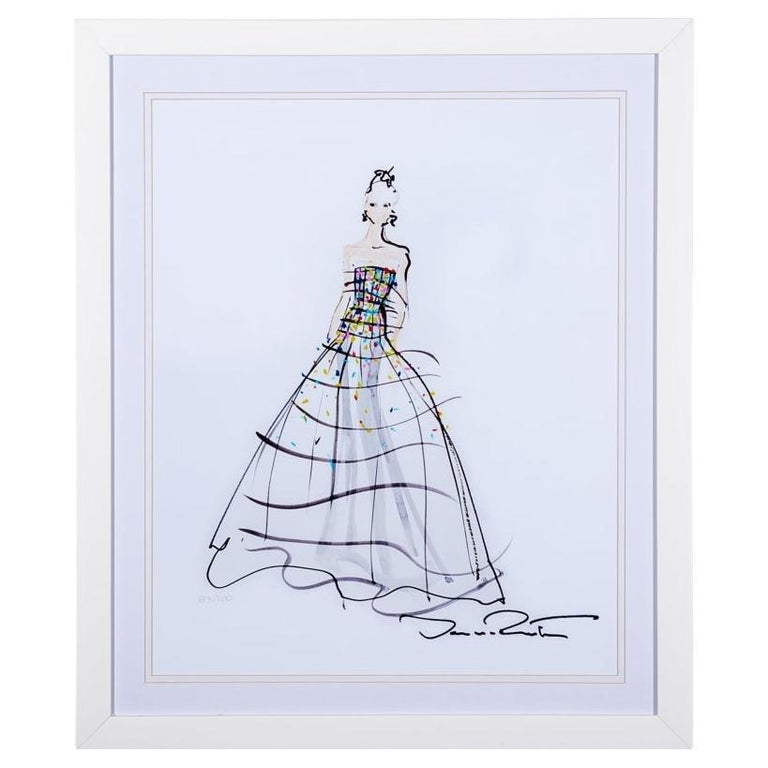 Signed Limited Edition Fashion Color Print by Oscar De La Renta For ...