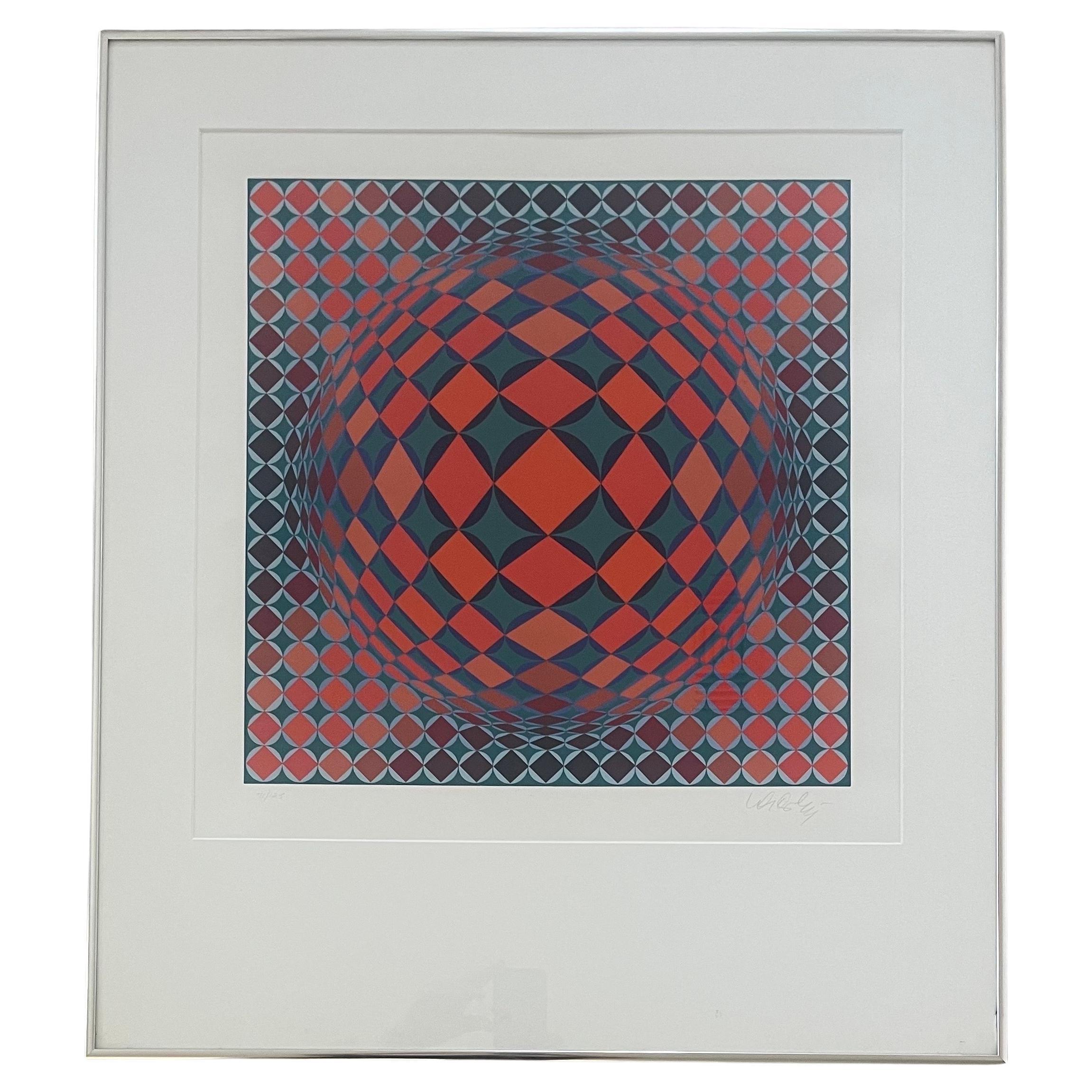 Signed Limited Edition Op Art Serigraph by Victor Vasarely For Sale at ...