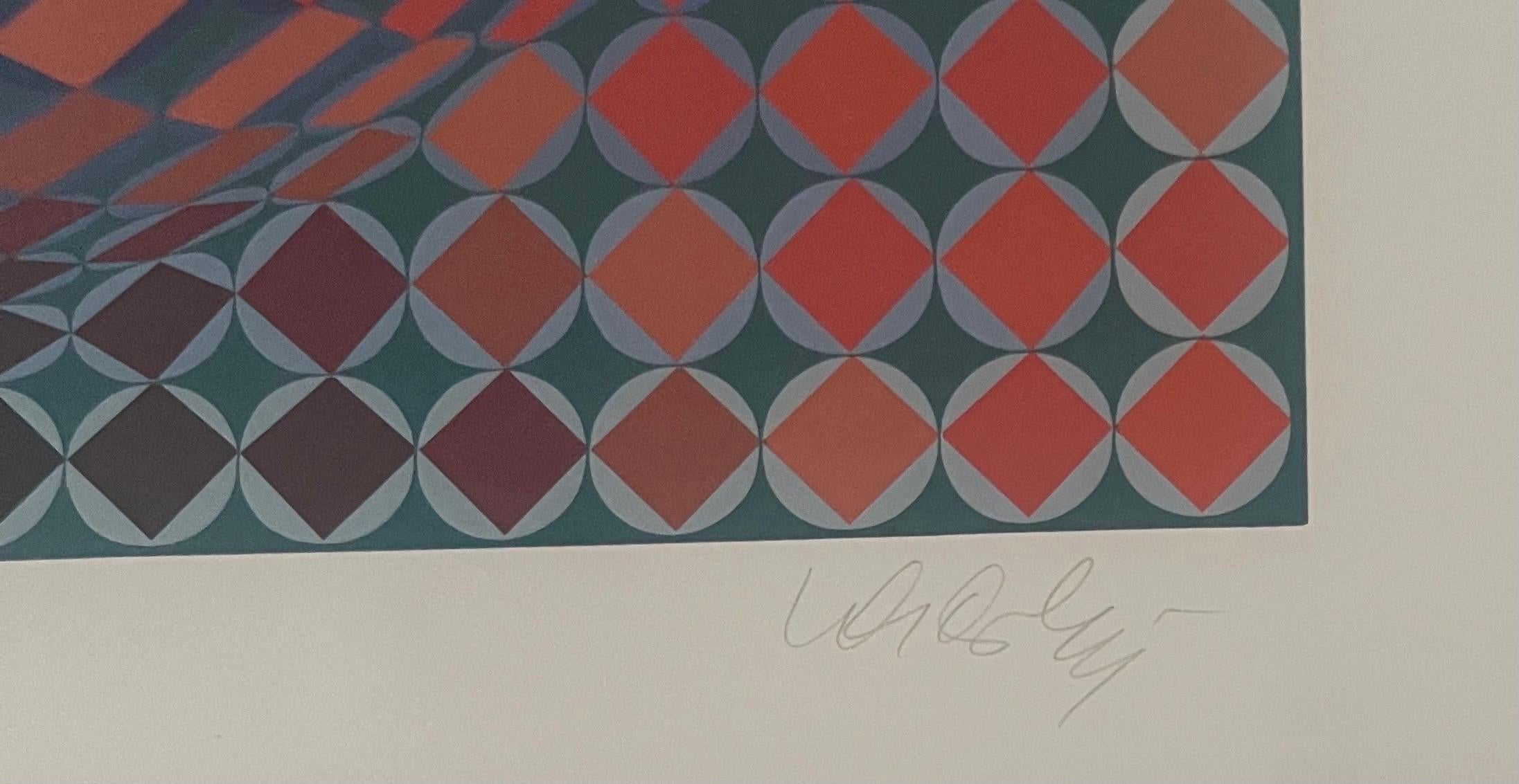 Signed Limited Edition Op Art Serigraph by Victor Vasarely For Sale at ...