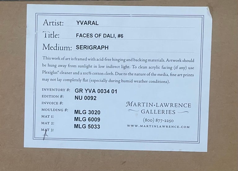 Signed Limited Edition Op Art Serigraph "Faces of Dali #6" by Yvaral ...