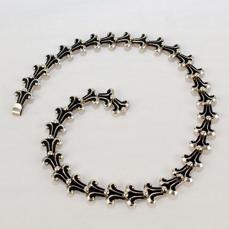 Signed Los Castillo Mexican Sterling Silver Bicycle Link Chain Necklace ...