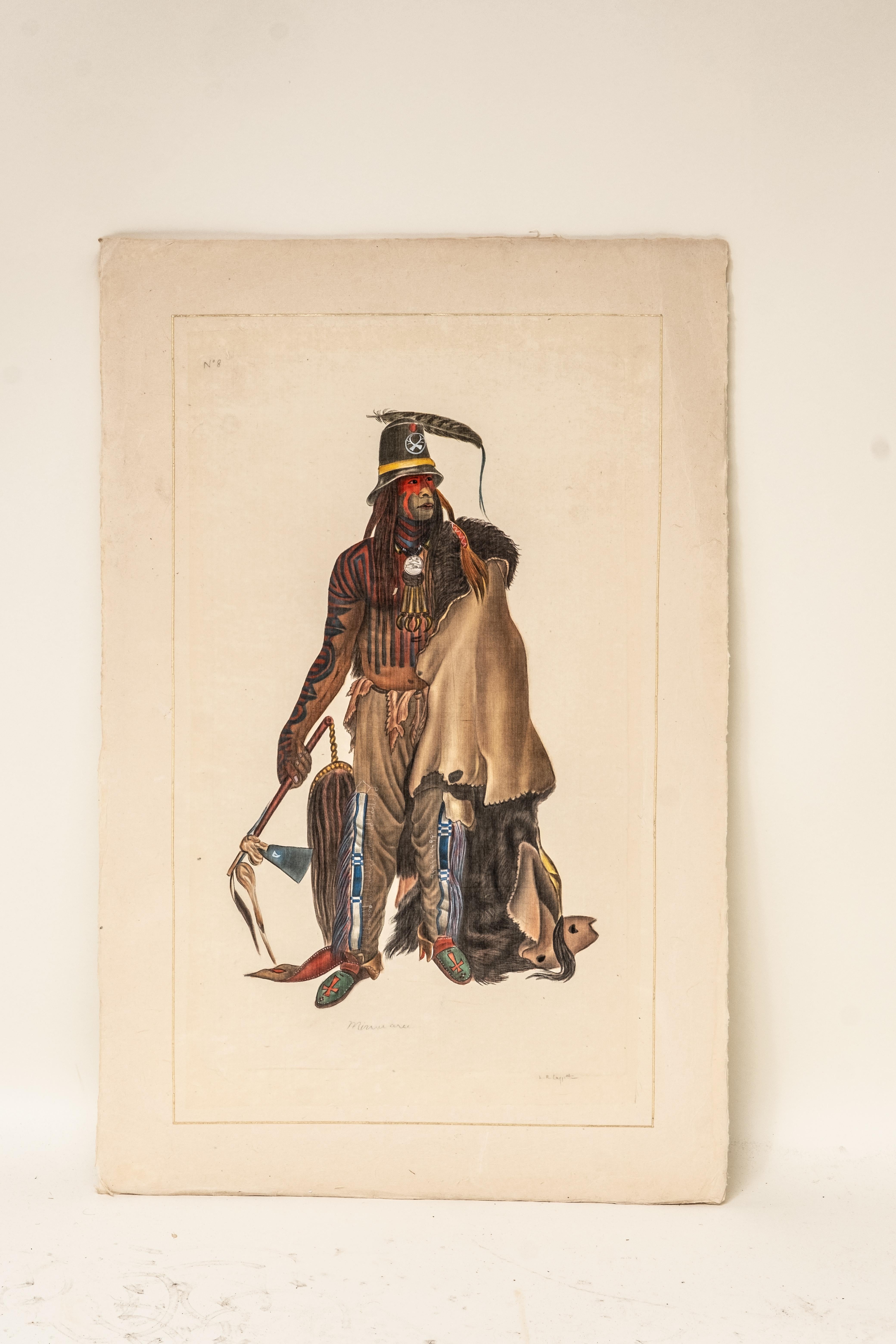 Signed L.R Laffitte Watercolor Painting of a Cree Native American ...