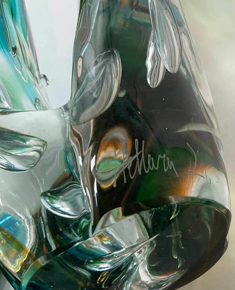 Signed Luigi Mellara Large Murano Art Glass Double Fish Sculpture ...
