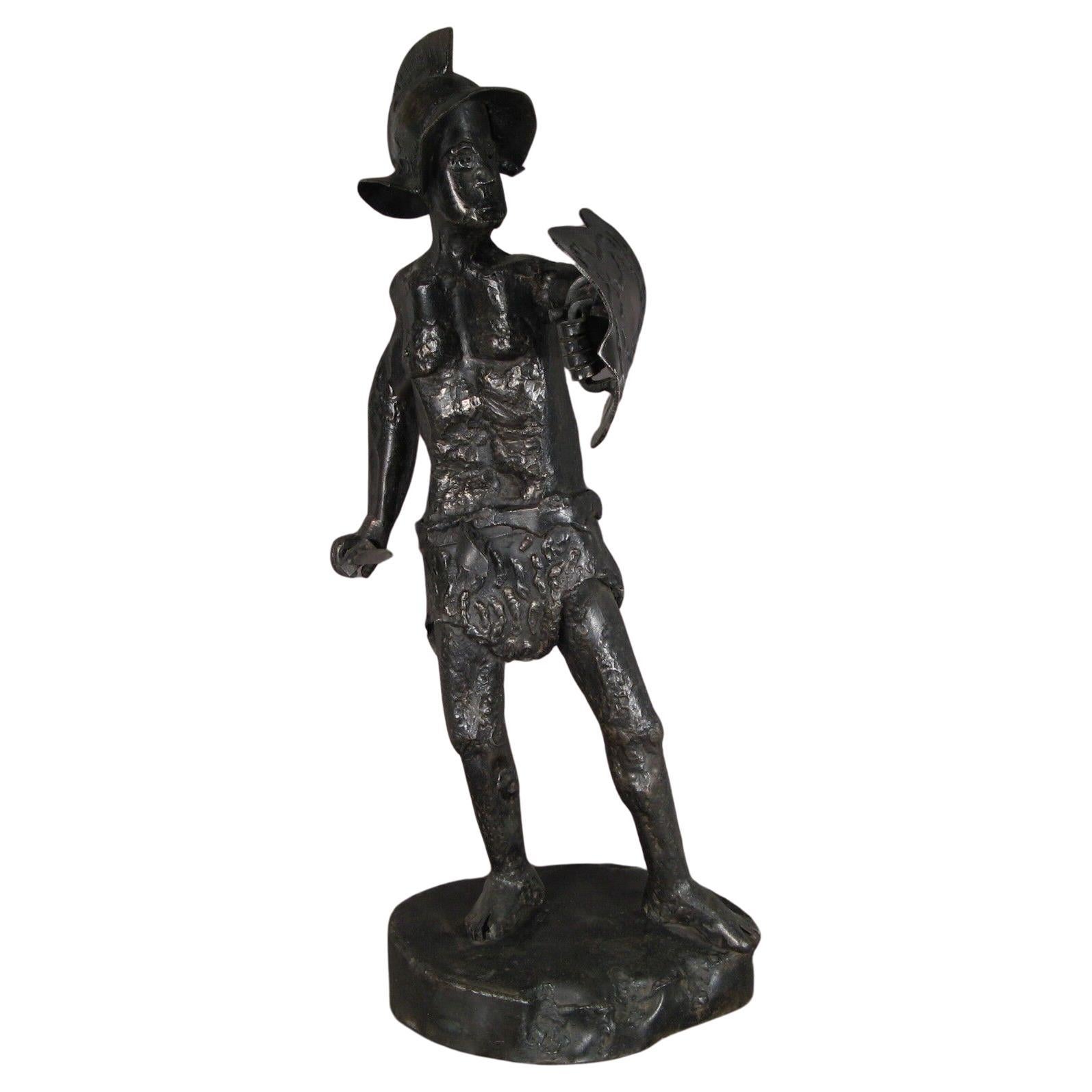 Signed M. Rosset Patinated Metal Roman Gladiator Sculpture -1Y72 For ...
