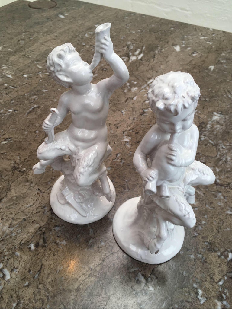 White Rustic Glazed Bandini Art Deco Fauns circa 1938 for Zaccagnini ...