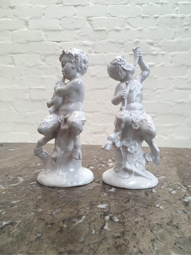 White Rustic Glazed Bandini Art Deco Fauns circa 1938 for Zaccagnini ...