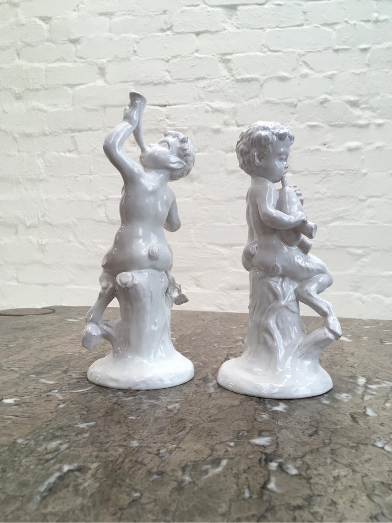 White Rustic Glazed Bandini Art Deco Fauns circa 1938 for Zaccagnini ...