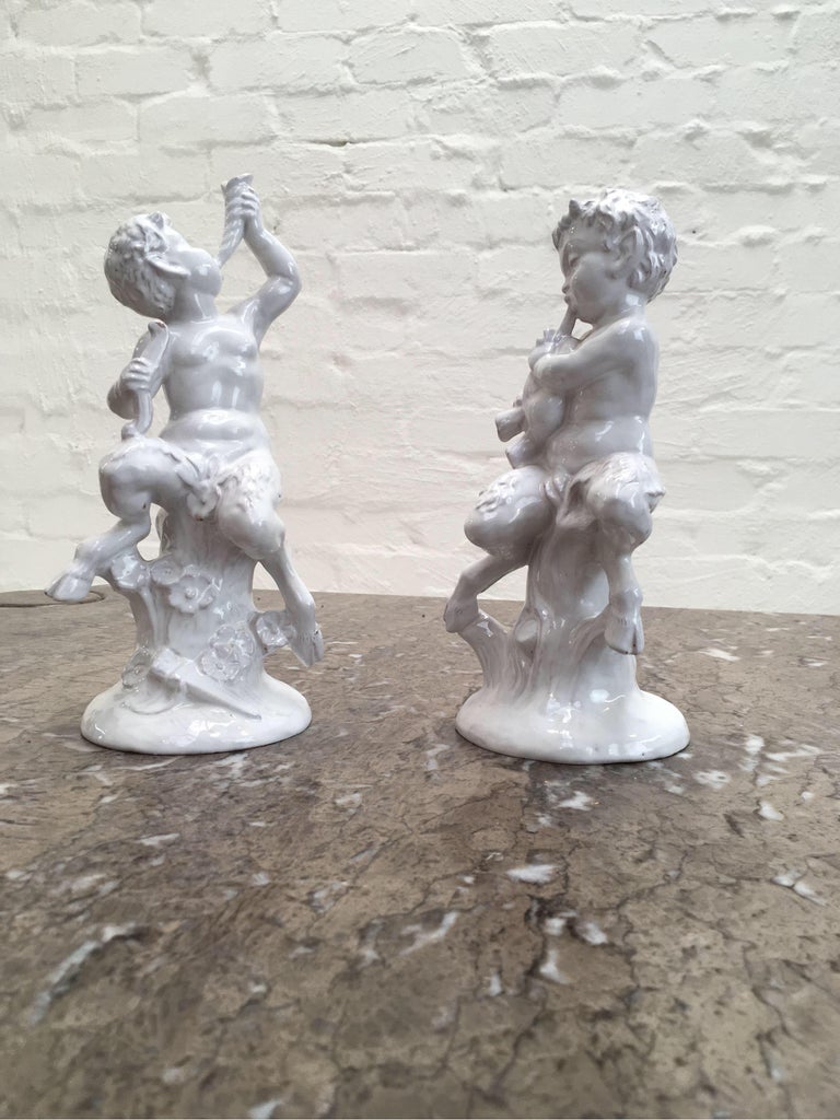 White Rustic Glazed Bandini Art Deco Fauns circa 1938 for Zaccagnini ...