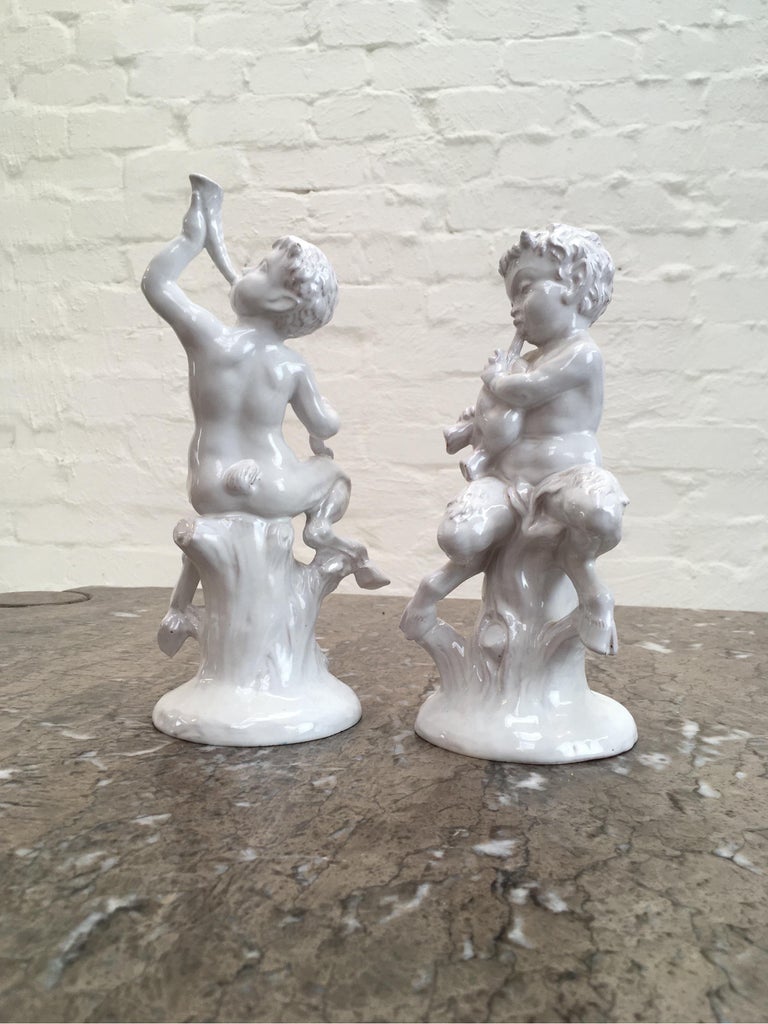 White Rustic Glazed Bandini Art Deco Fauns circa 1938 for Zaccagnini ...
