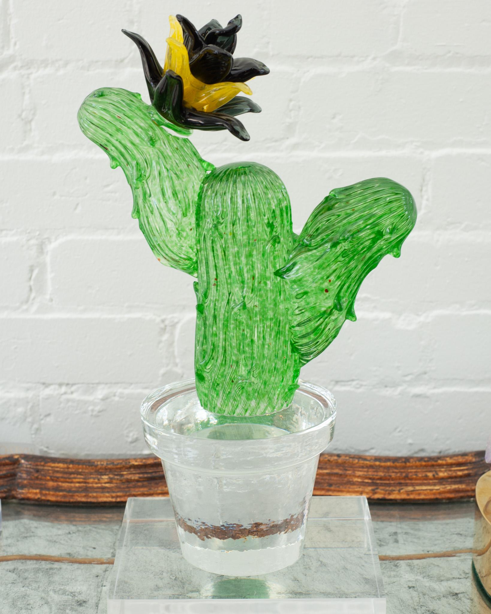 Signed Marta Marzotto Hand Blown Murano Glass Cactus Sculpture For Sale ...