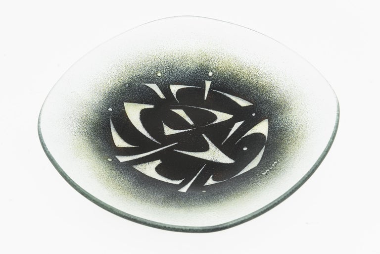 Signed Maurice Heaton Abstract Glass Bowl or Plate Barware For Sale at ...