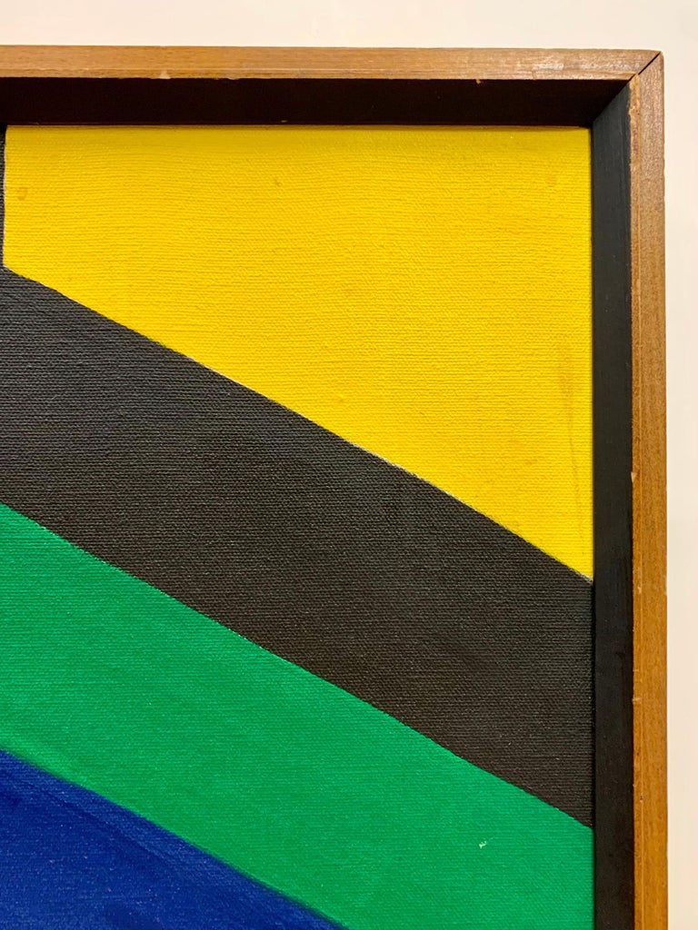 Signed Mid Century Abstract Geometric Painting Primary Colors at ...