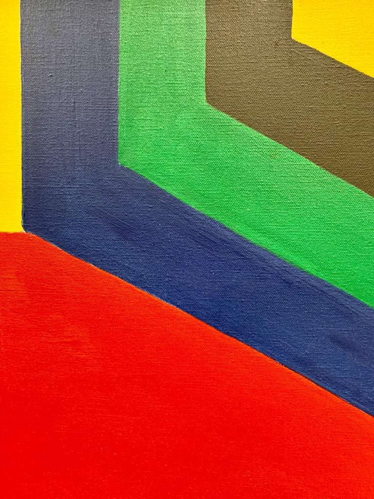 Signed Mid Century Abstract Geometric Painting Primary Colors at ...