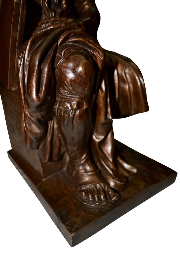 Signed Mid Century Bronzed Terracotta Copy of Michelangelo's Moses For ...