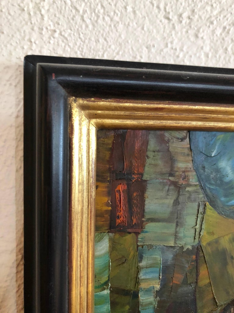 Signed Mid Century Painting of Clowns by George Russin For Sale at 1stDibs