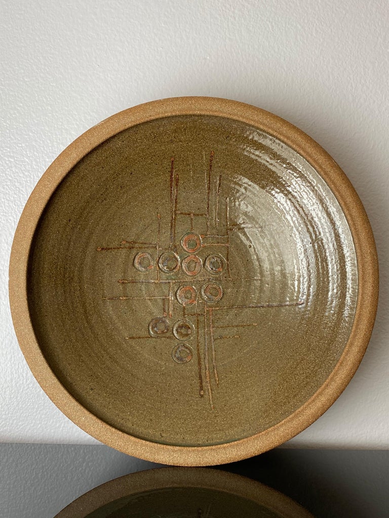 Signed Midcentury Studio Pottery Bowl For Sale at 1stDibs
