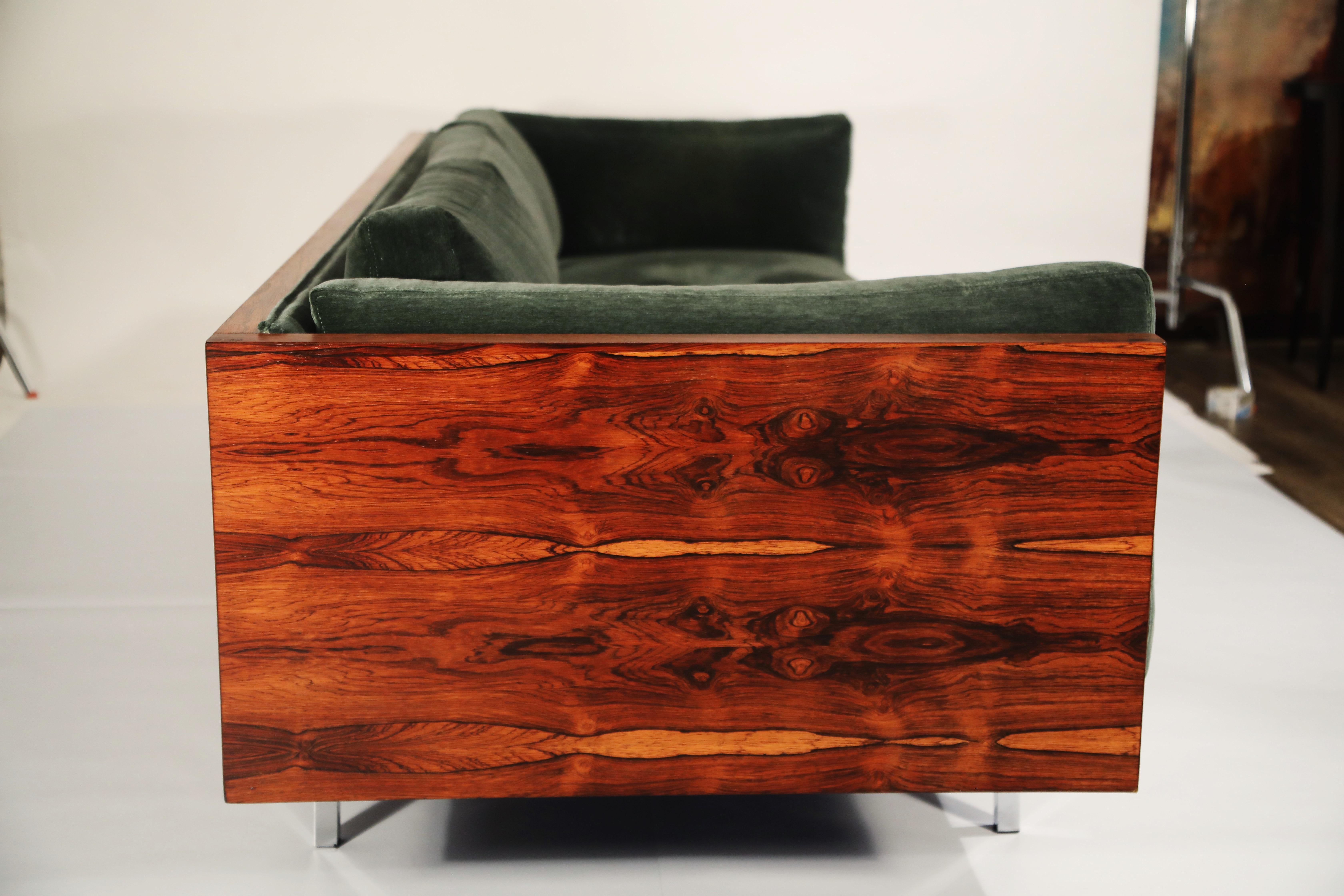 Signed Milo Baughman for Thayer Coggin Rosewood Sofa in Emerald Green ...