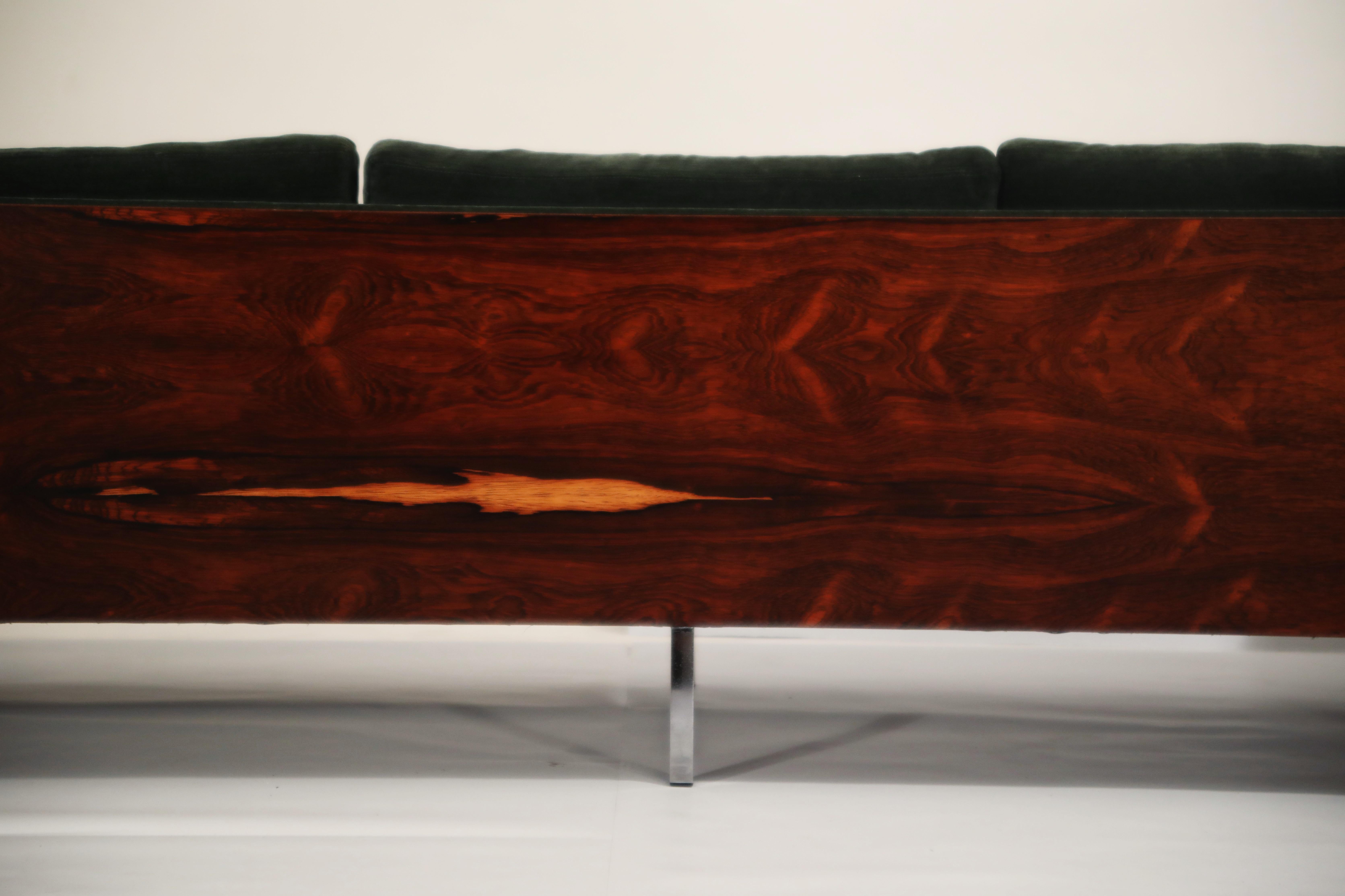 Signed Milo Baughman for Thayer Coggin Rosewood Sofa in Emerald Green ...
