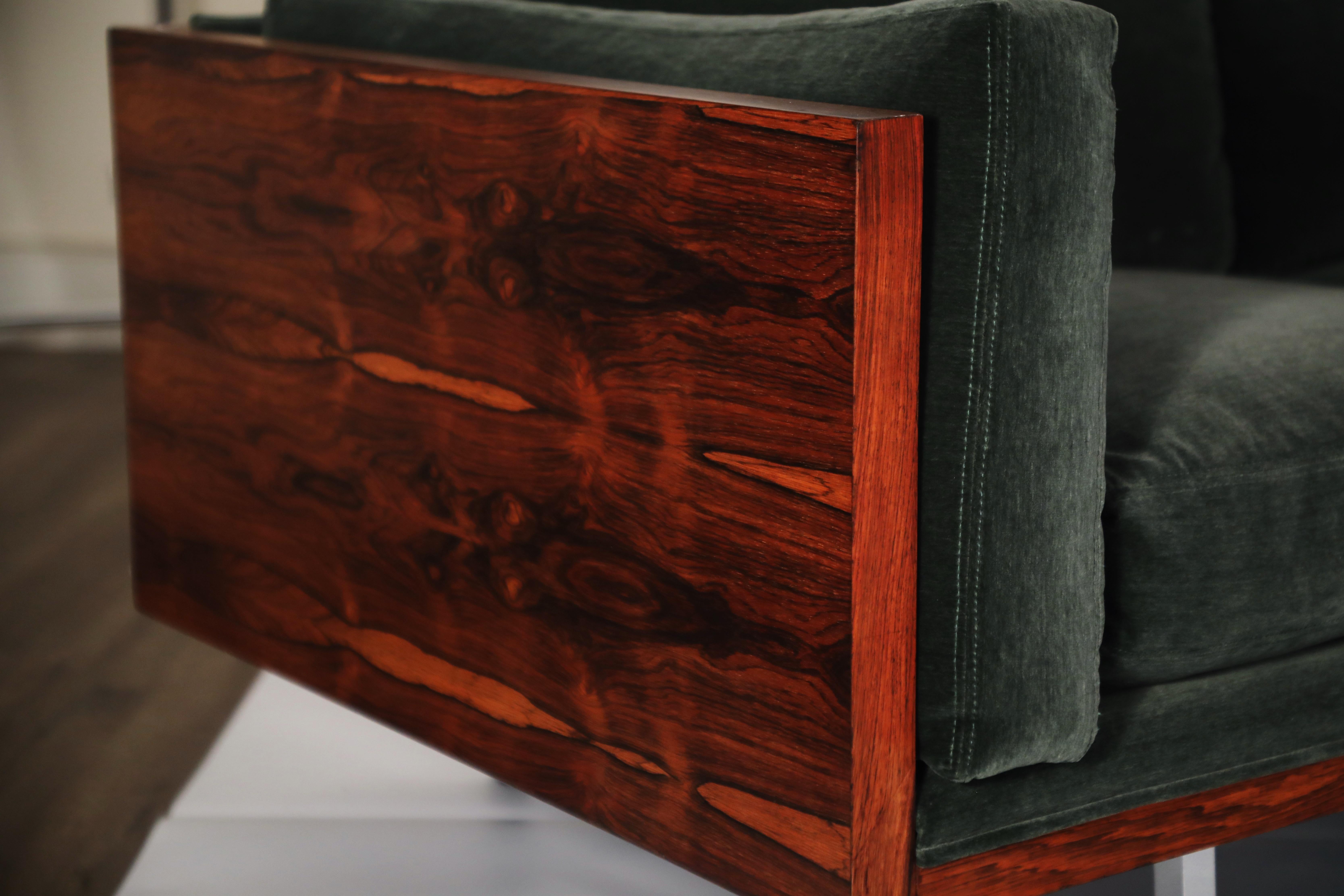 Signed Milo Baughman for Thayer Coggin Rosewood Sofa in Emerald Green ...