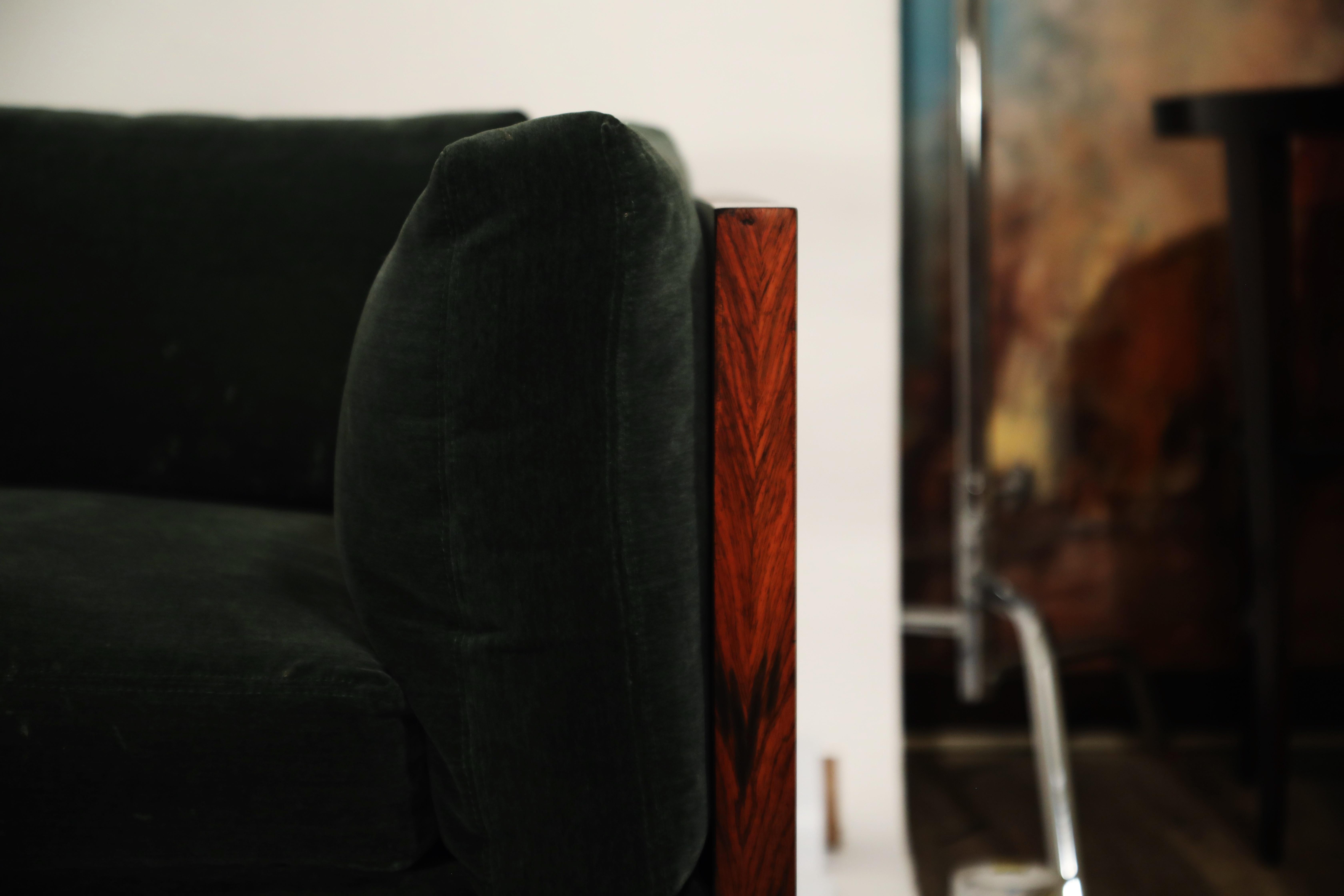 Signed Milo Baughman for Thayer Coggin Rosewood Sofa in Emerald Green ...