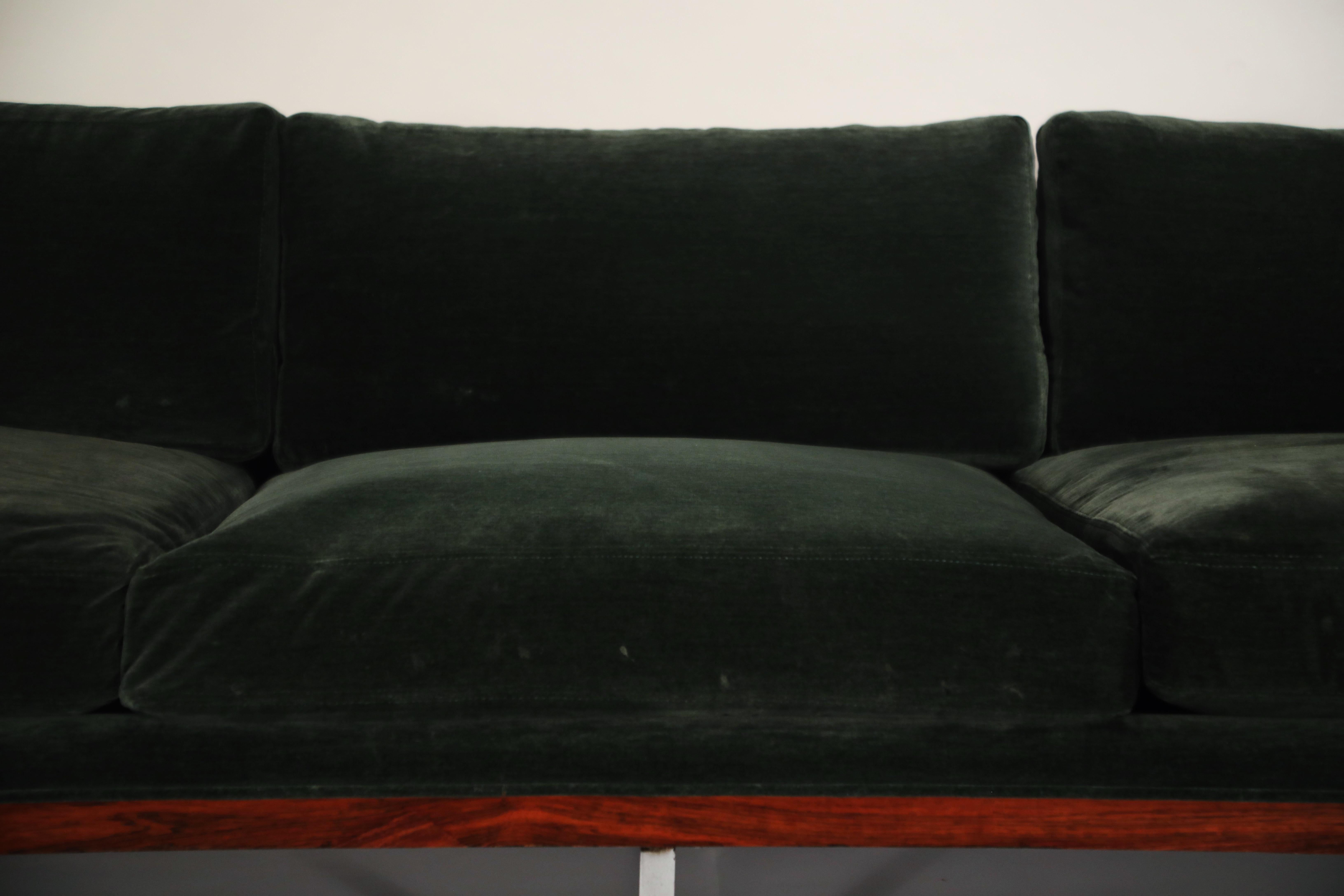 Signed Milo Baughman for Thayer Coggin Rosewood Sofa in Emerald Green ...