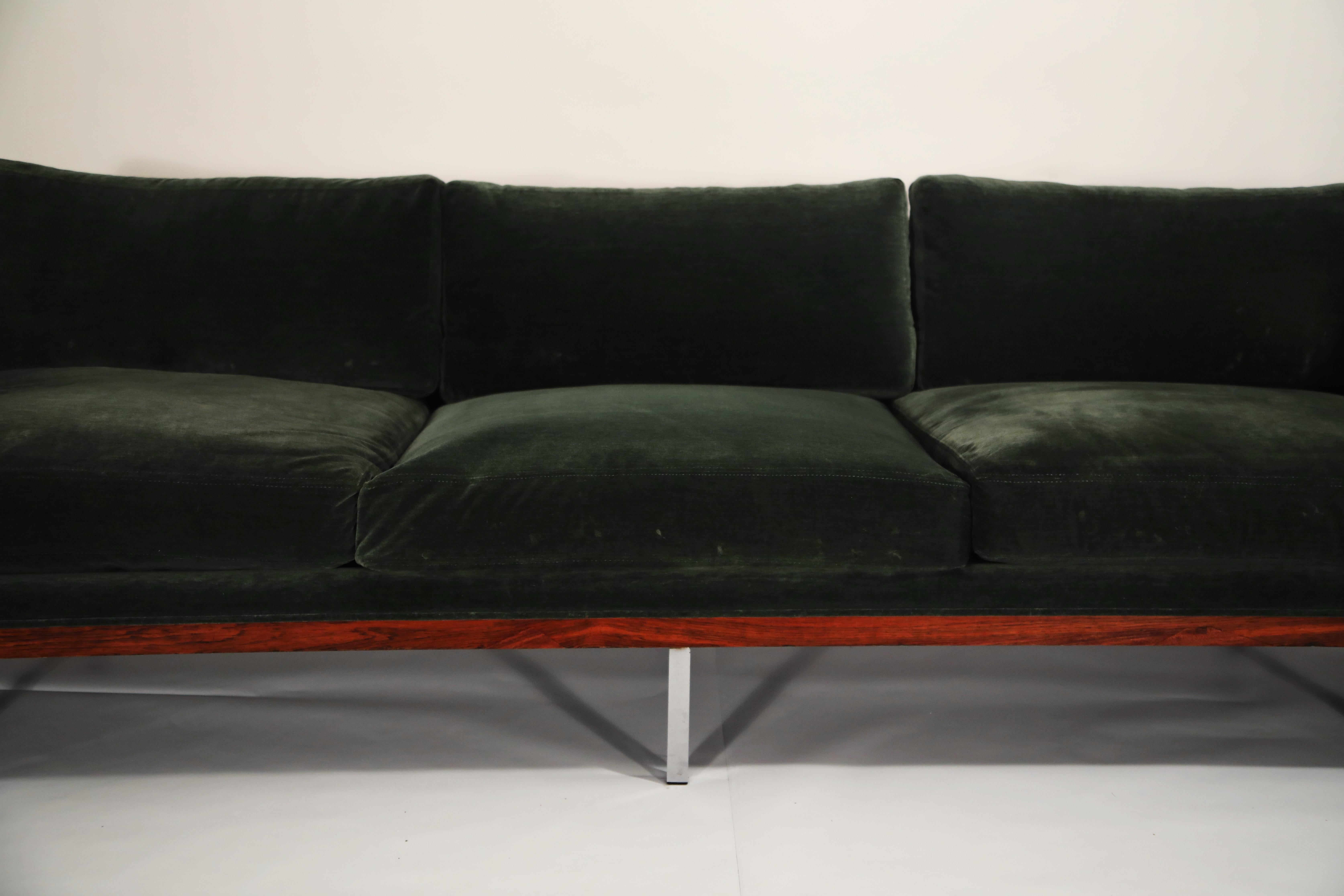 Signed Milo Baughman for Thayer Coggin Rosewood Sofa in Emerald Green ...