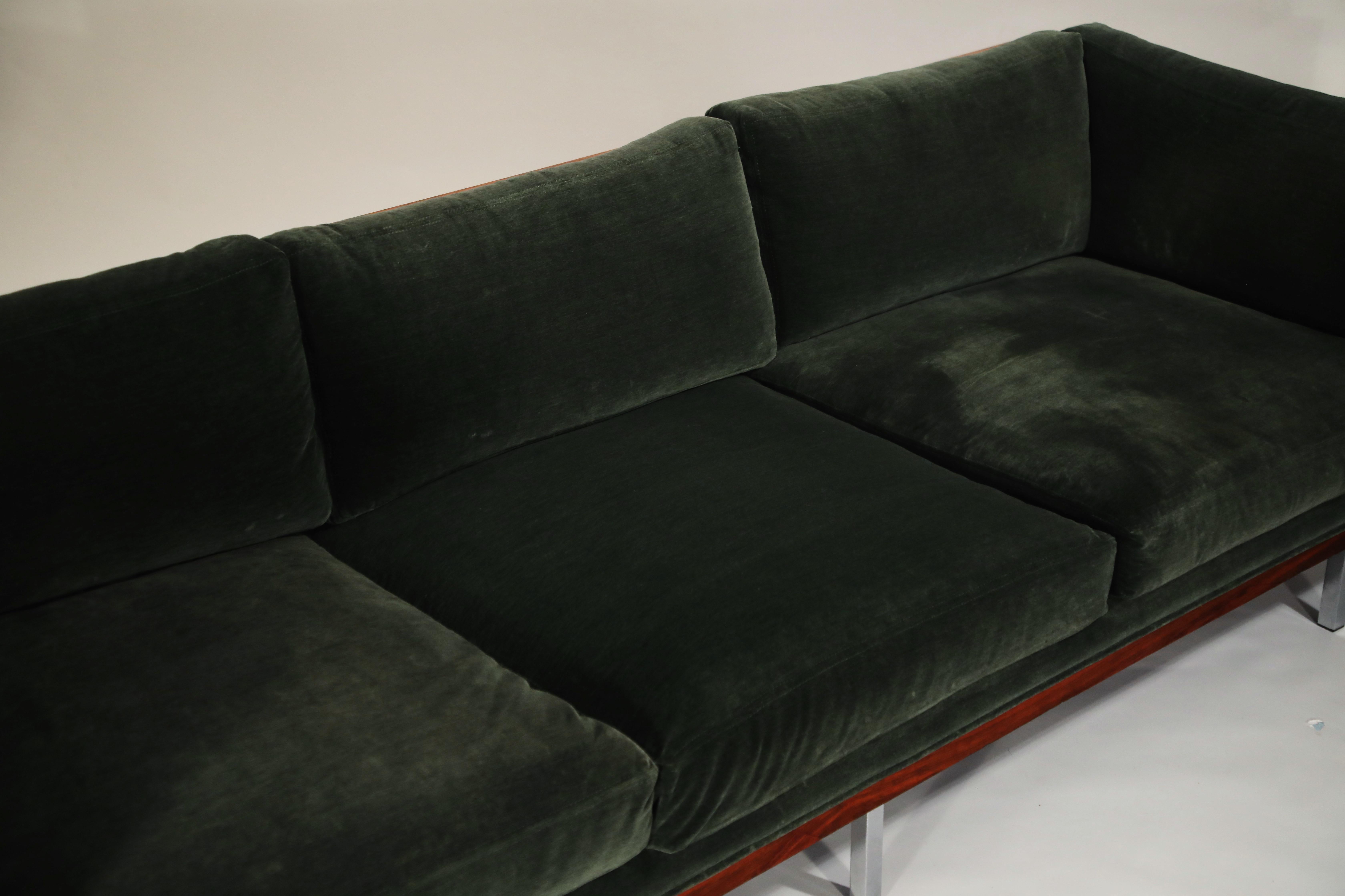 Signed Milo Baughman for Thayer Coggin Rosewood Sofa in Emerald Green ...