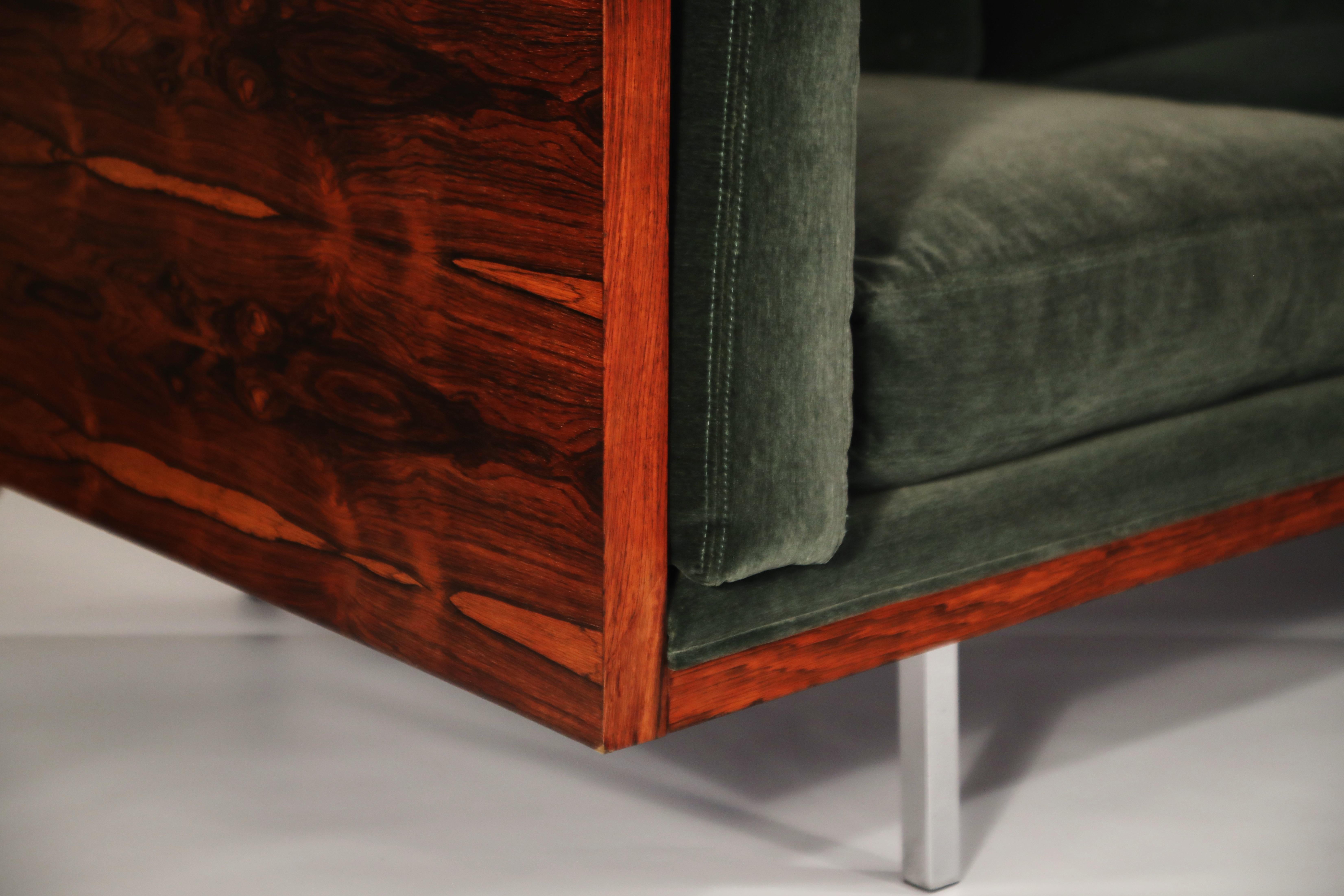 Signed Milo Baughman for Thayer Coggin Rosewood Sofa in Emerald Green ...