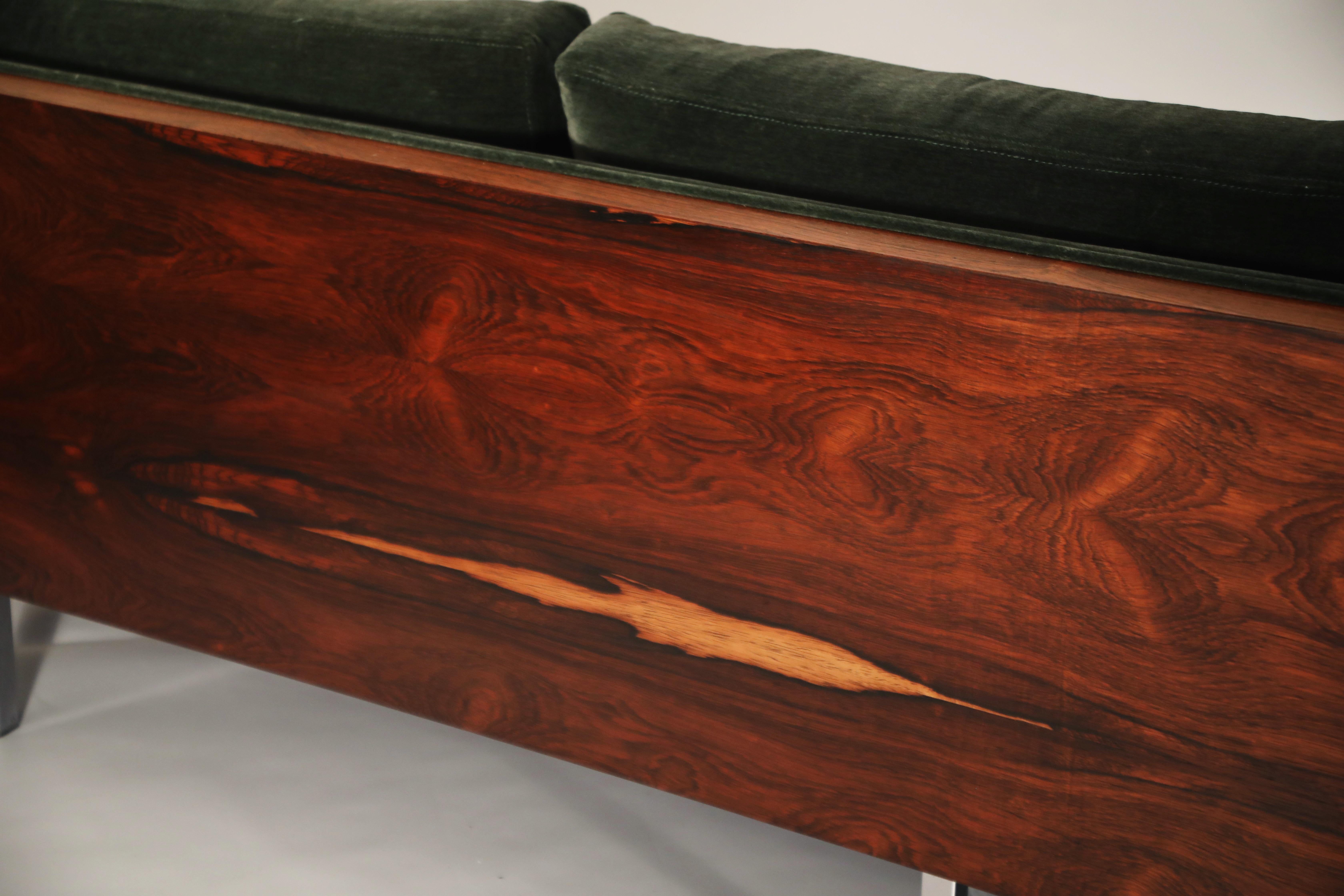 Signed Milo Baughman for Thayer Coggin Rosewood Sofa in Emerald Green ...