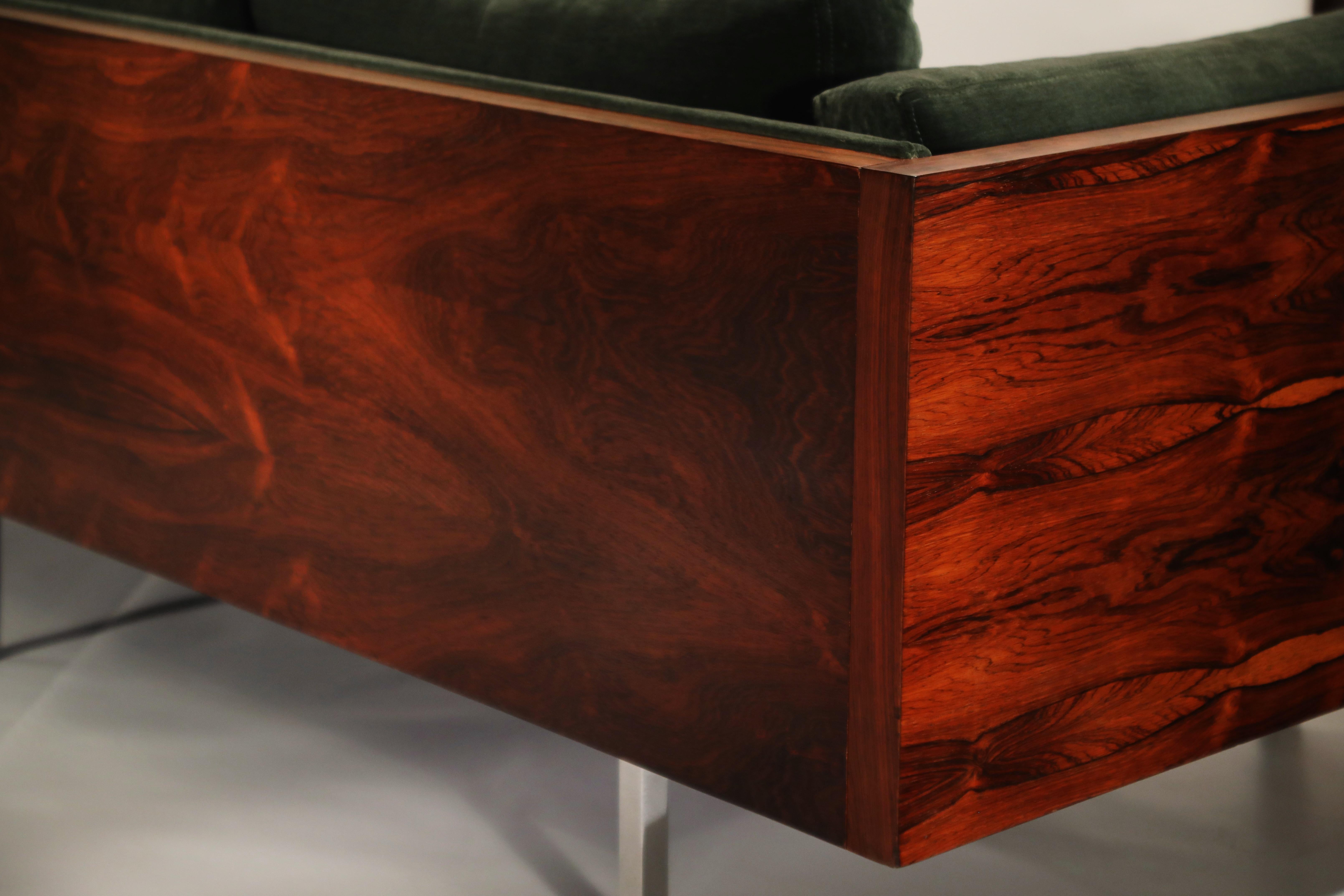 Signed Milo Baughman for Thayer Coggin Rosewood Sofa in Emerald Green ...