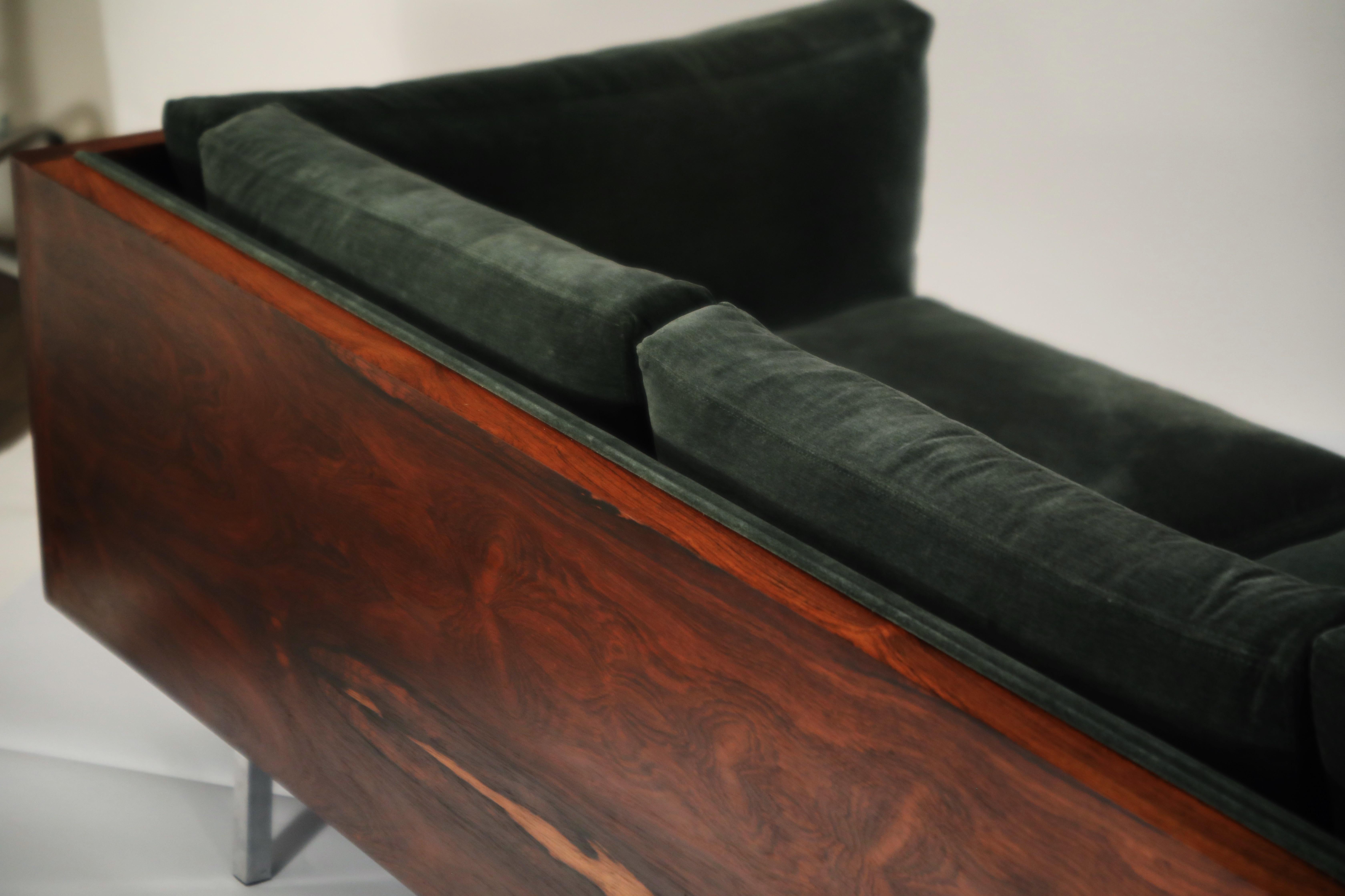 Signed Milo Baughman for Thayer Coggin Rosewood Sofa in Emerald Green ...