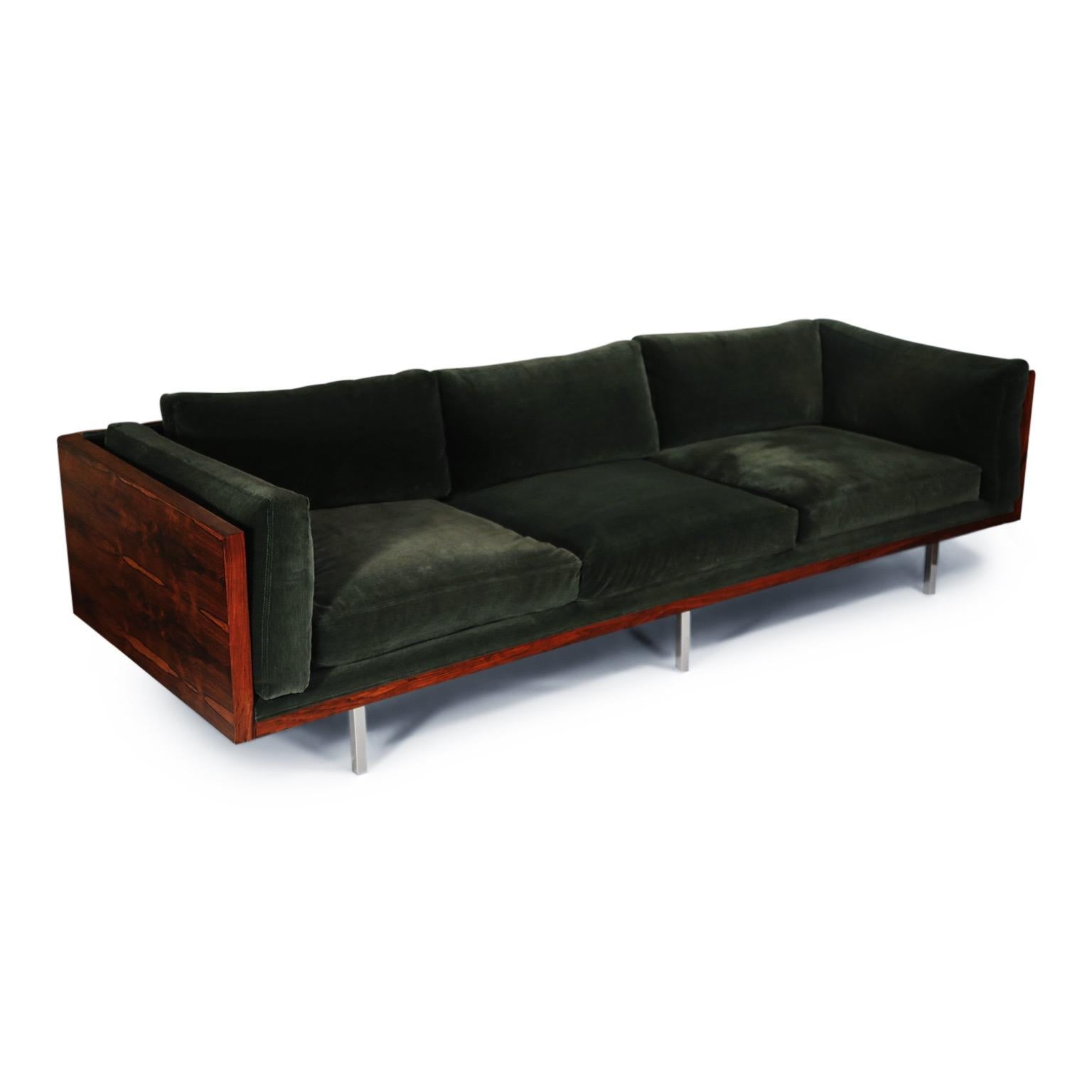 Signed Milo Baughman for Thayer Coggin Rosewood Sofa in Emerald Green ...