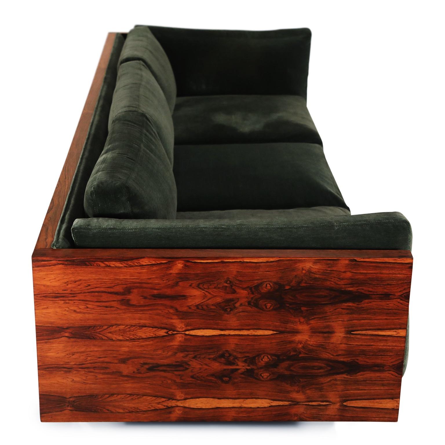 Signed Milo Baughman for Thayer Coggin Rosewood Sofa in Emerald Green ...