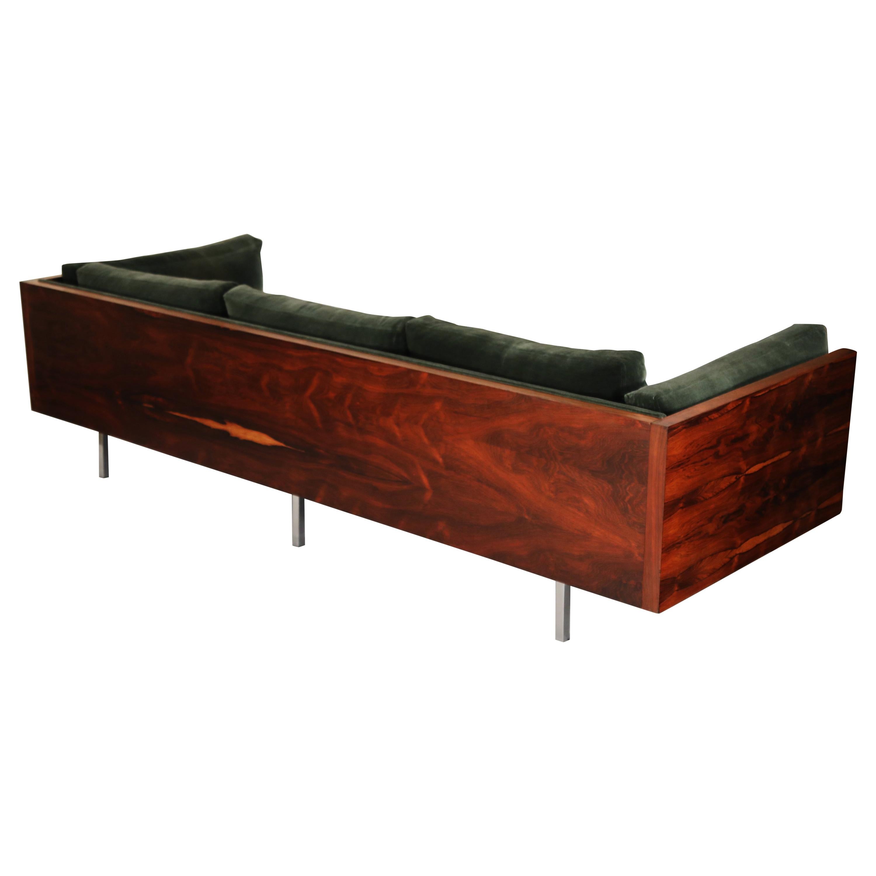 Signed Milo Baughman for Thayer Coggin Rosewood Sofa in Emerald Green ...